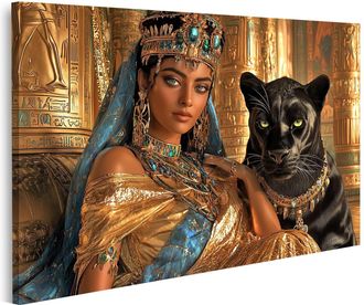 Islandburner Bild auf Leinwand Ägyptische Königin mit schwarzem Panther Bilder Wandbilder Poster