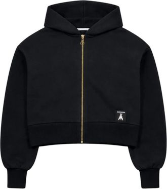 Patrizia Pepe Femme, Sweatshirts et sweats &agrave; capuche, Noir, Taille: 40 FR Cropped Zip-Through SweaT-shirt