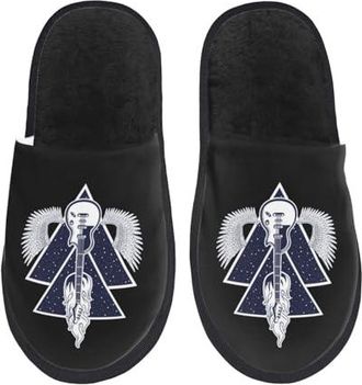 Generic Pantoufles Instruments De Guitare Rock M&eacute;tal Sombres Avec Des &Eacute;toiles Chausson Doux Chauds Slippers Pour Unisex Chambre Ext&eacute;rieur M