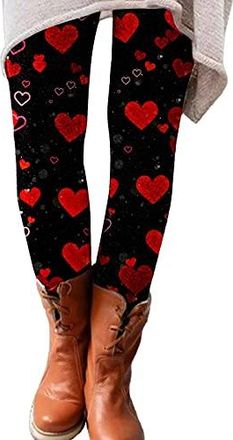 Generic Legging pour femme pour la Saint-Valentin 2026 - Imprim&eacute; mignon - D&eacute;contract&eacute; et confortable - Pour la maison, V, L