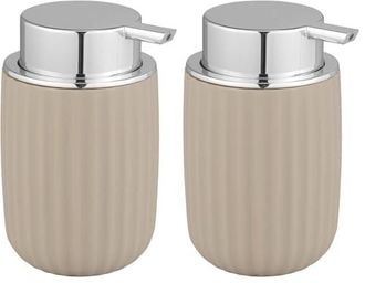 WENKO Seifenspender Agropoli Beige, nachf&uuml;llbarer Seifendosierer f&uuml;r 250 ml Fl&uuml;ssigseife aus hochwertigem Kunststoff mit plastischer Formgebung & strukturie