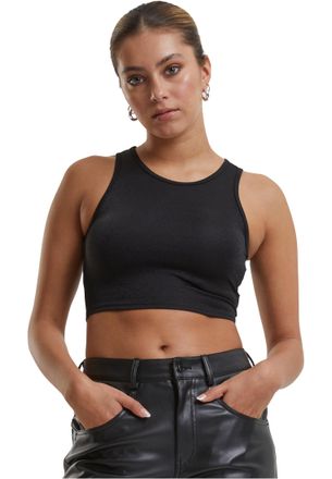 Urban Classics Ladies Glitter Cropped Top Black, L