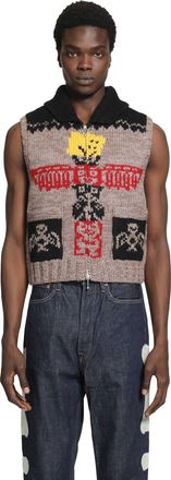 KAPITAL Hand Knit Peckish Totem Pole Vest