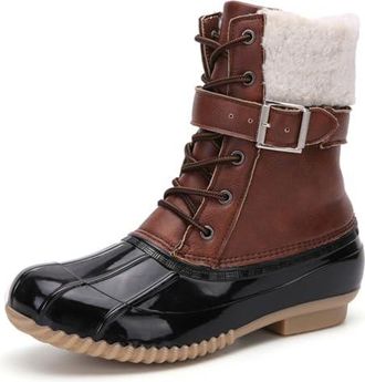 Pangolin Bottes dHiver Femme Chaussures Duck Bottes Neige Boot Imperm&eacute;ables avec Doublure Chaude en Fausse Fourrure - pour Pluie, Neige & Ext&eacute;rieur Marron 42 E