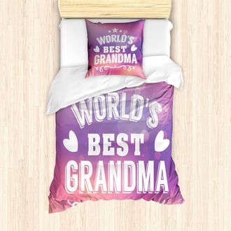 Abakuhaus Oma Bettbezug Set für Einzelbetten, Stern und Herz-Muster, Milbensicher Allergiker geeignet mit Kissenbezug, 135 cm x 200 cm - 80 x 80 cm, Lila Coral 