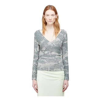 ECKHAUS LATTA Merino Wrap Top mit V-Ausschnitt - - Tops - Damen - Grau - M