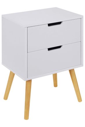 Xora Nachtschrank, Natur, Wei&szlig;, Holz, Holzwerkstoff, Kiefer, massiv, 2 Schubladen, 40x60x30 cm, Schlafzimmer, Nachttische