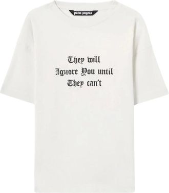 Palm Angels Homme, Tops, Blanc, Taille: L T-Shirt Statement