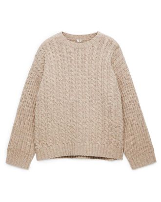 Arket Lockerer Pullover Mit Zopfmuster -Beige