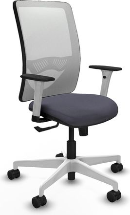 Piqueras y Crespo Schreibtischstuhl, wei&szlig; und grau, Zulema mit wei&szlig;en und schwarzen Armlehnen, h&ouml;henverstellbare Lendenwirbelst&uuml;tze, mit 3 Positionen, Wei&szlig; / Dunkelgrau