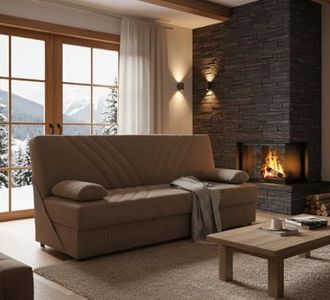 Dmora Schlafsofa Ramon 3-Sitzer 181x81 cm Beige, Stauraum