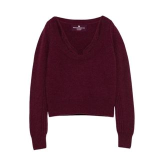Ermanno Scervino Femme, Pulls, Rouge, Taille: 42 FR Pull col V d&eacute;coup&eacute;