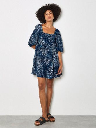 Apricot Minikleid Mini-Kleid mit Blumenprint und Stufen