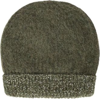 D.exterior Femme, Accessoires, Vert, Taille: ONE Size Bonnet en laine avec sequins