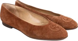 Gucci Ballerinas - Gucci Brown Suede Leather GG Ballerinas (36) - Gr. ONE_SIZE - in Braun - f&uuml;r Damen