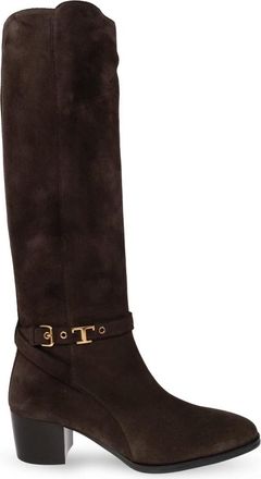 Tod's Bottes hautes en daim T Timeless - Femme - Chaussures - Brun - Taille: 41 EU
