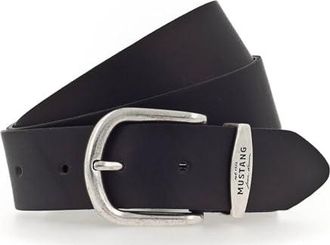 Mustang Jeans Ceinture en cuir pour femme MW3074L14 Largeur de ceinture 35 mm Marron Noir, Noir, 85 cm