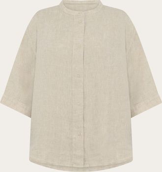 Knowledge Cotton Apparel Damen vegan Hemd Leinen Light Feather Gray