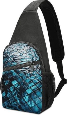Generic Durable Sacoche Porté épaule Reflet de leau pétillante Sacs Poitrine Polyester,Léger Sling Sac à Dos pour école Homme Voyage