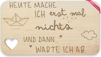 Shirtracer Fr&uuml;hst&uuml;cksbrettchen Holz Herz - Statement - Fr&uuml;hst&uuml;cksbrett - Heute mache ich erstmal nichts I Geschenk Rentner I Geschenk mit Spruch Ruhestand - 22,5