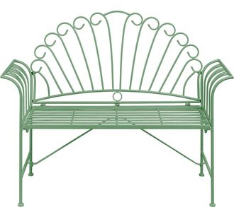 Beliani 2-Sitzer Gartenbank Metall gr&uuml;n 125 cm verschn&ouml;rkelt franz&ouml;sisches Design Cavinia