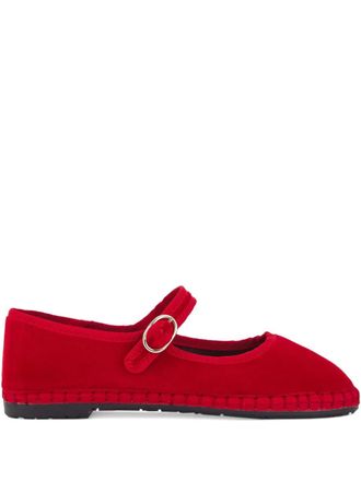 Flabelus ballerines Mary Jane en velours - Rouge