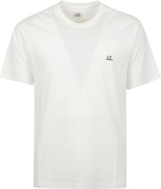 C.P. Company C.p. Company, Homme, Tops, Blanc, Taille: XL T-shirt &agrave; Manches Courtes avec &Eacute;cusson Logo en Jersey 30/1
