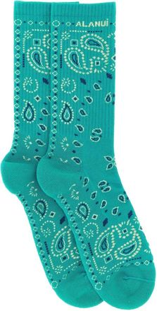 Alanui bandana ribbed socks - Gr&uuml;n