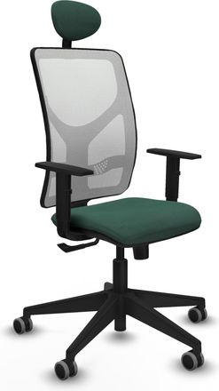 Piqueras y Crespo Gr&uuml;ner Schreibtischstuhl mit 1D-Armlehnen, h&ouml;henverstellbarer Lendenwirbelst&uuml;tze und festem Kopfteil, ausgestattet mit Sincro 3 Positionen und Schneid