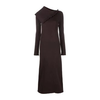 Jil Sander Asymmetrisches Maxikleid mit Kragen - - Dresses - Damen - Braun - 2XS