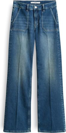 someday Damen Jeans | Carie Utility Long Flared Jeans aus elastischem BCI Cotton Mix Mid Rise mid Wave Blue, 36