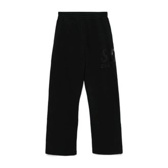 Golden Goose Femme, Pantalons, Noir, Taille: 38 FR Pantalon Noir Velours Imprim&eacute; Croix &Eacute;vas&eacute;