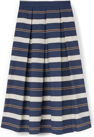 Motivi Femme, Jupes, Bleu, Taille: 40 FR Jupe pliss&eacute;e &agrave; rayures
