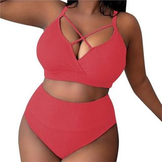 Generic Maillot de Bain Femme Bikini Sexy Maillot de Bain Plus Size Femme, Bikini Suspendu Haute Taille, Id&eacute;al pour Les Femmes de Grande Taille