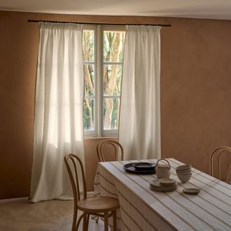 Madura Rideau &Agrave; Galon Fronceur Nino Pierre min&eacute;rale et feston - BLANC