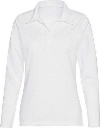 Trigema Poloshirt TRIGEMA Langarm Poloshirt ohne Knopfleiste (1-tlg)