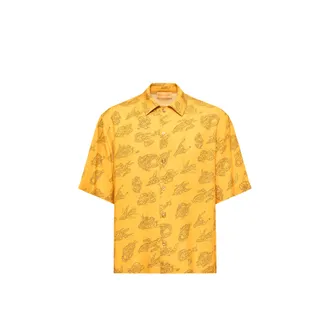 Moncler Moncler Chemise &Agrave; Manches Courtes &Agrave; Imprim&eacute; Monduck Espace, Homme, Jaune, Taille: Xxl