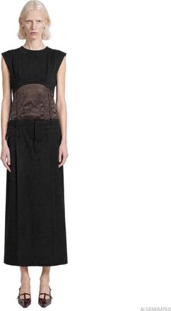 Marni Contrast Wool and Satin Dress