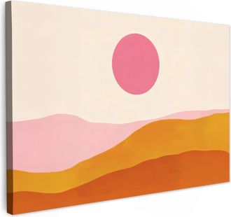 MuchoWow © Leinwand Bilder Groß 120x80 cm XXL Wanddeko Wohnzimmer Aesthetic Room Decor Deko Zimmer Wandbilder Modern Bild auf Leinwand Sonne - Hügel - Abstrakt