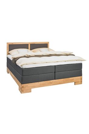 Linea Natura Boxspringbett, Braun, Eiche, Textil, Wildeiche, massiv, H2 + H3, Höhe ca. 20 cm, 180x200 cm, in verschiedenen Größen erhältlich