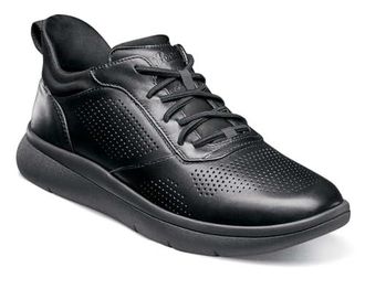 Florsheim Baskets Fleet Perf Toe &eacute;lastique en dentelle pour homme, Noir lisse, 8 Wide