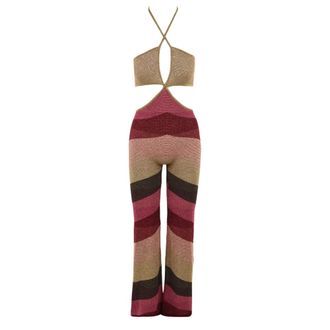 Akep Femme, Combinaisons et Ensembles, Multicolore, Taille: 38 FR Maxi Combinaison Lurex Chevron
