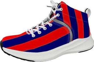 Generic Chaussures de course à pied pour homme - Rayures rouges - Bleu marine - Semelle en caoutchouc - Respirantes et confortables, Multicolore, 9 US