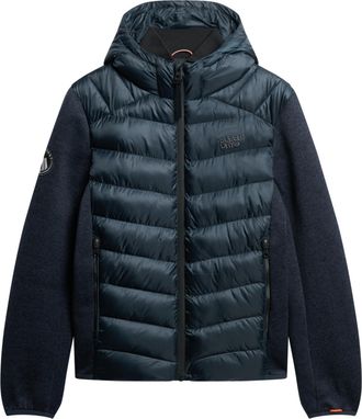 Superdry Herren Storm Hybrid-Strickjacke mit Kapuze Finster Marineblau Meliert XL