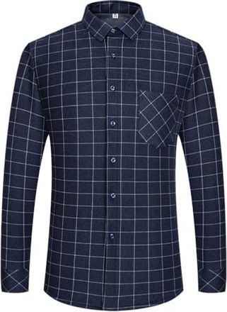 Minetom Chemise &agrave; Carreaux pour Hommes &agrave; Manches Longues Chemises Casual Flanelle Chaud Polaire Shirt Tops avec Poche Boutonn&eacute;e B Blanc XL