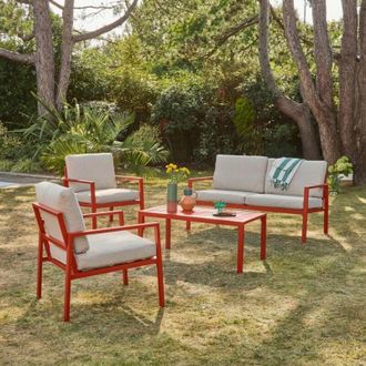 Sweeek Salon de jardin aluminium 4 places - Onara Terracotta / Beige