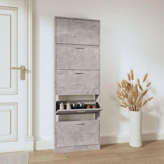 vidaXL Armoire &agrave; chaussures Gris b&eacute;ton 59x17x169 cm Bois ding&eacute;nierie Vidaxl