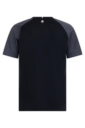 HUGO BOSS Mens T-Shirt With Contrasting Sleeves Black Polyester T-Shirts And Polos