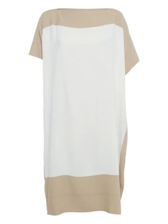 Dior robe colour block M en cr&ecirc;pe - Blanc