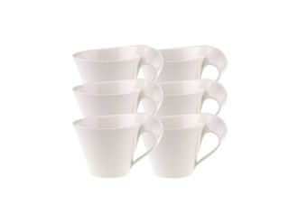 Villeroy & Boch 10-2484-1210 NewWave Caffè Café au Lait Obertasse/Moderne Kaffeetasse, 0,4 L, Porzellan, Weiß, 39 x 28 x 12.3 cm, 6 Einheiten